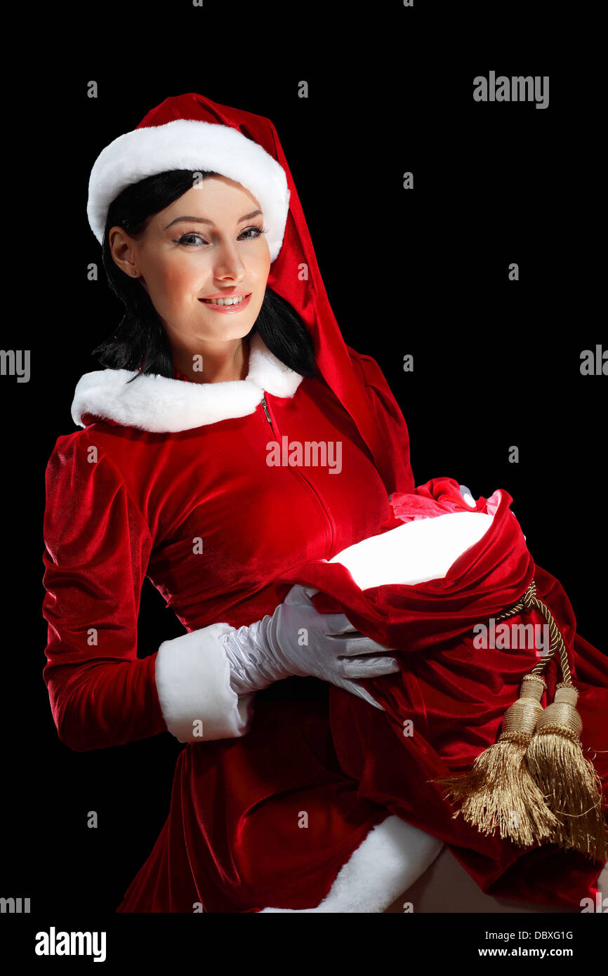 pretty santa girl Stock Photo - Alamy