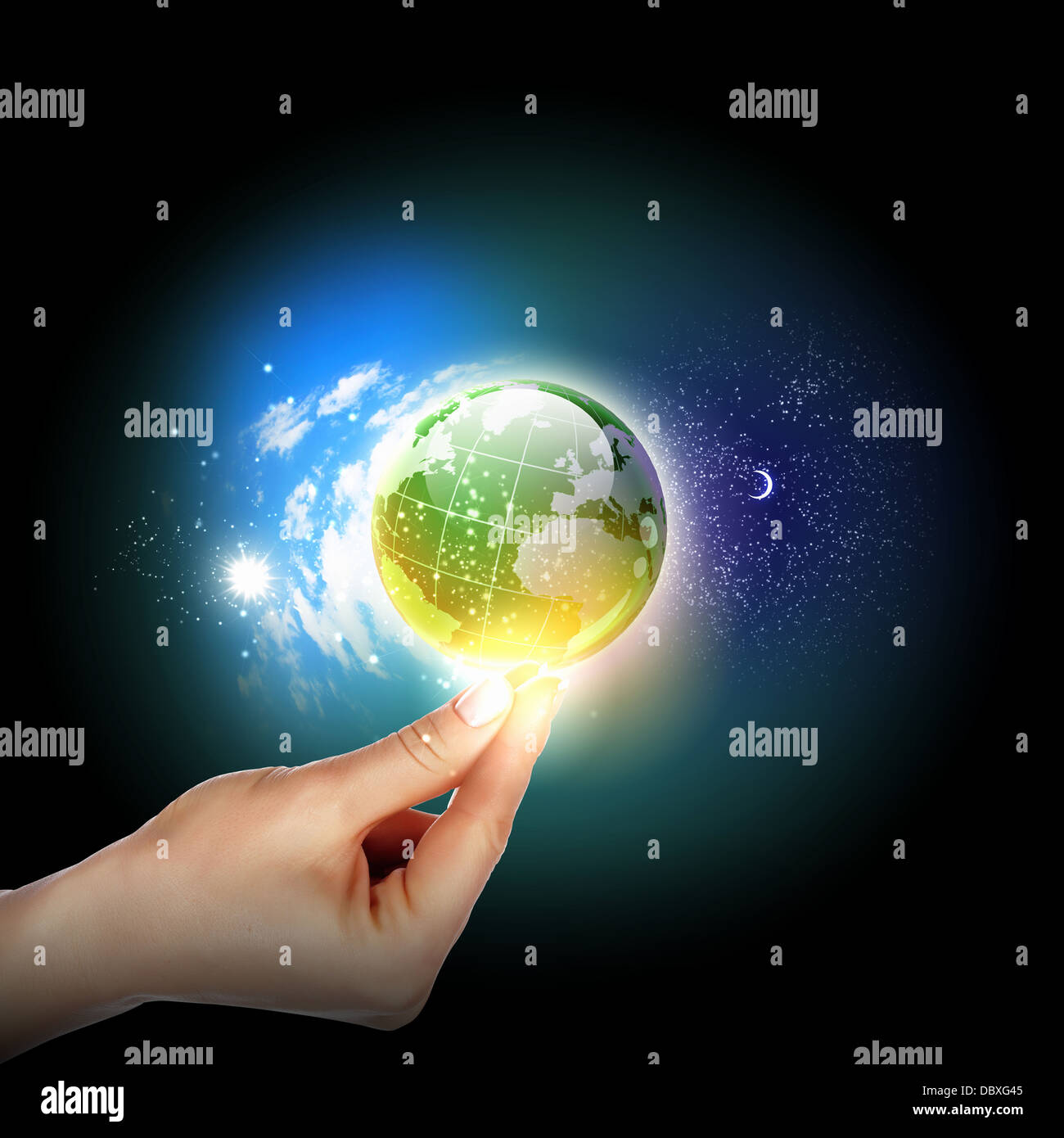 hand touching the earth Stock Photo - Alamy