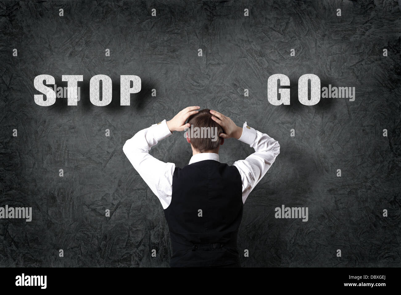 Businessman making a choice Stock Photo - Alamy