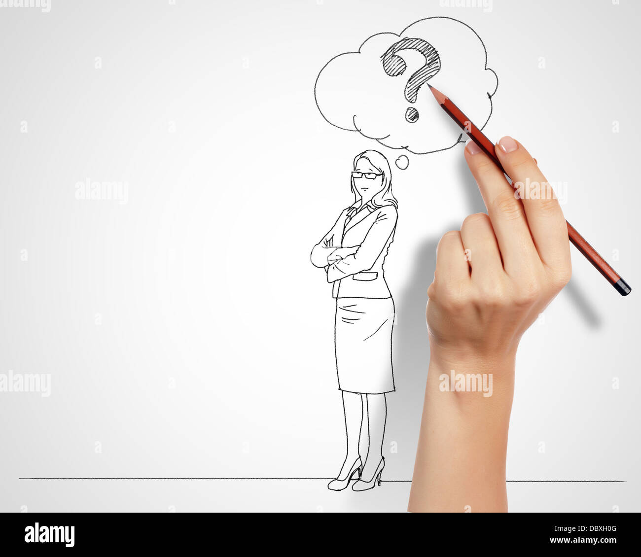 Questions and challenges in business drawing Stock Photo - Alamy