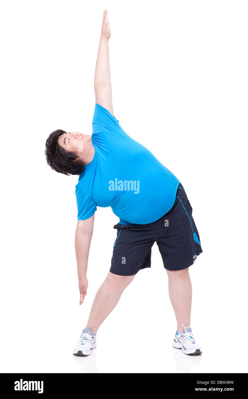 Overweight man taking exercise Stock Photo - Alamy