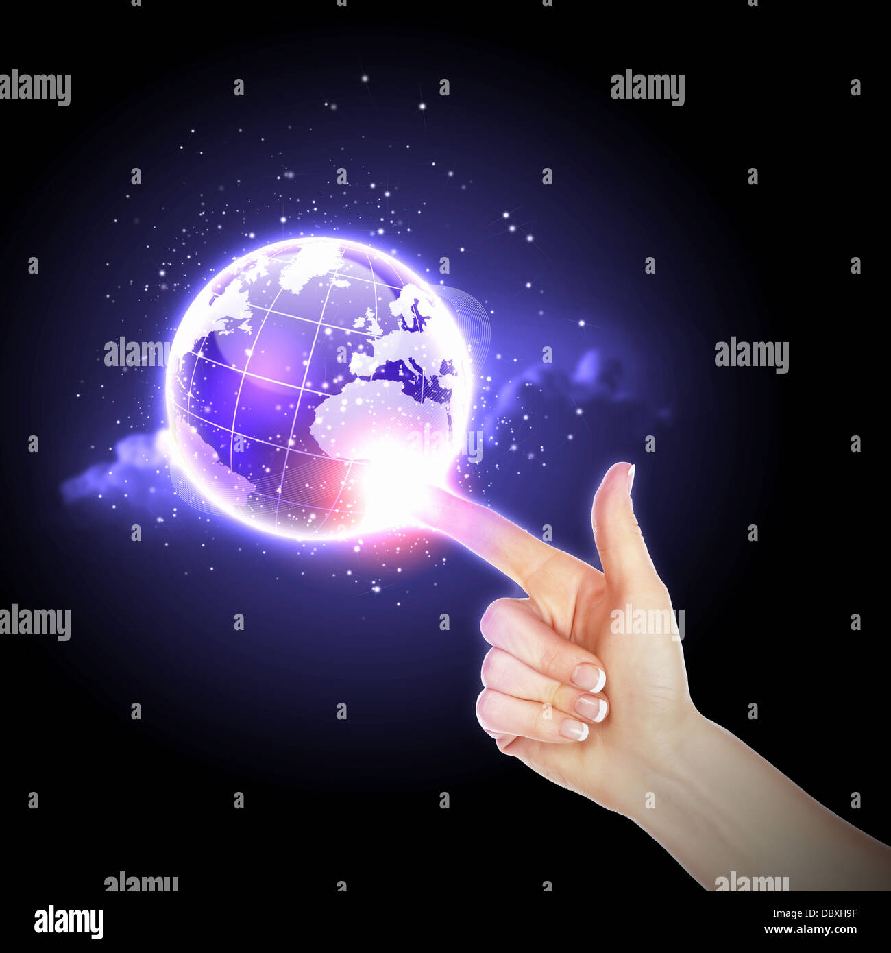 hand touching the earth Stock Photo - Alamy
