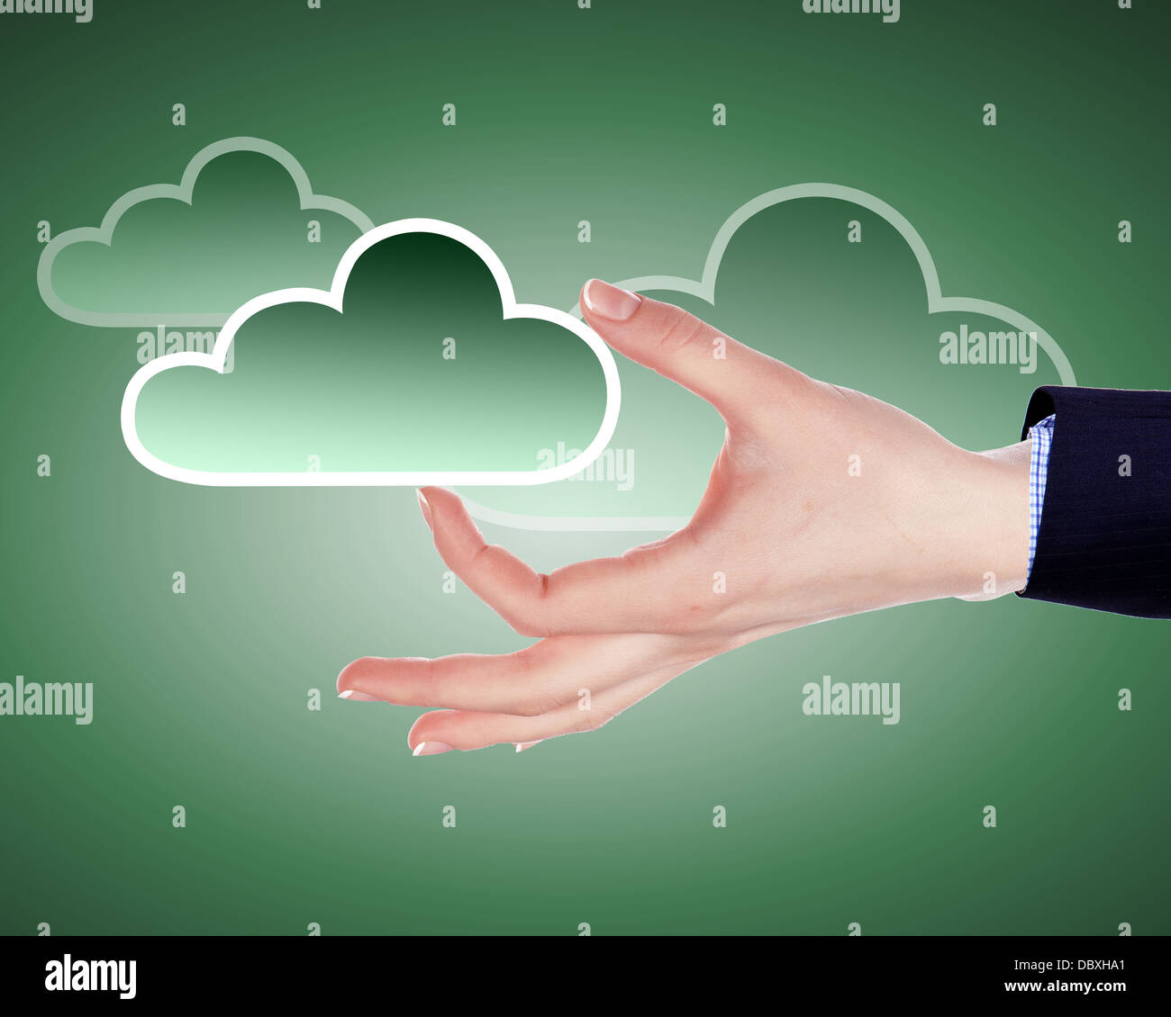 Hand with cloud computing symbol Stock Photo - Alamy