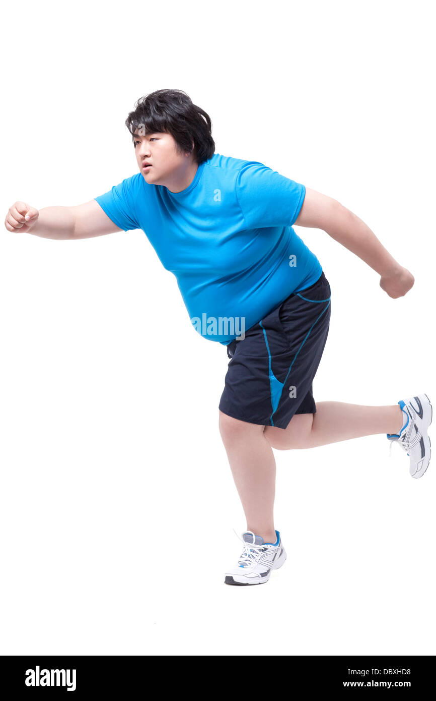 Overweight man running Stock Photo - Alamy