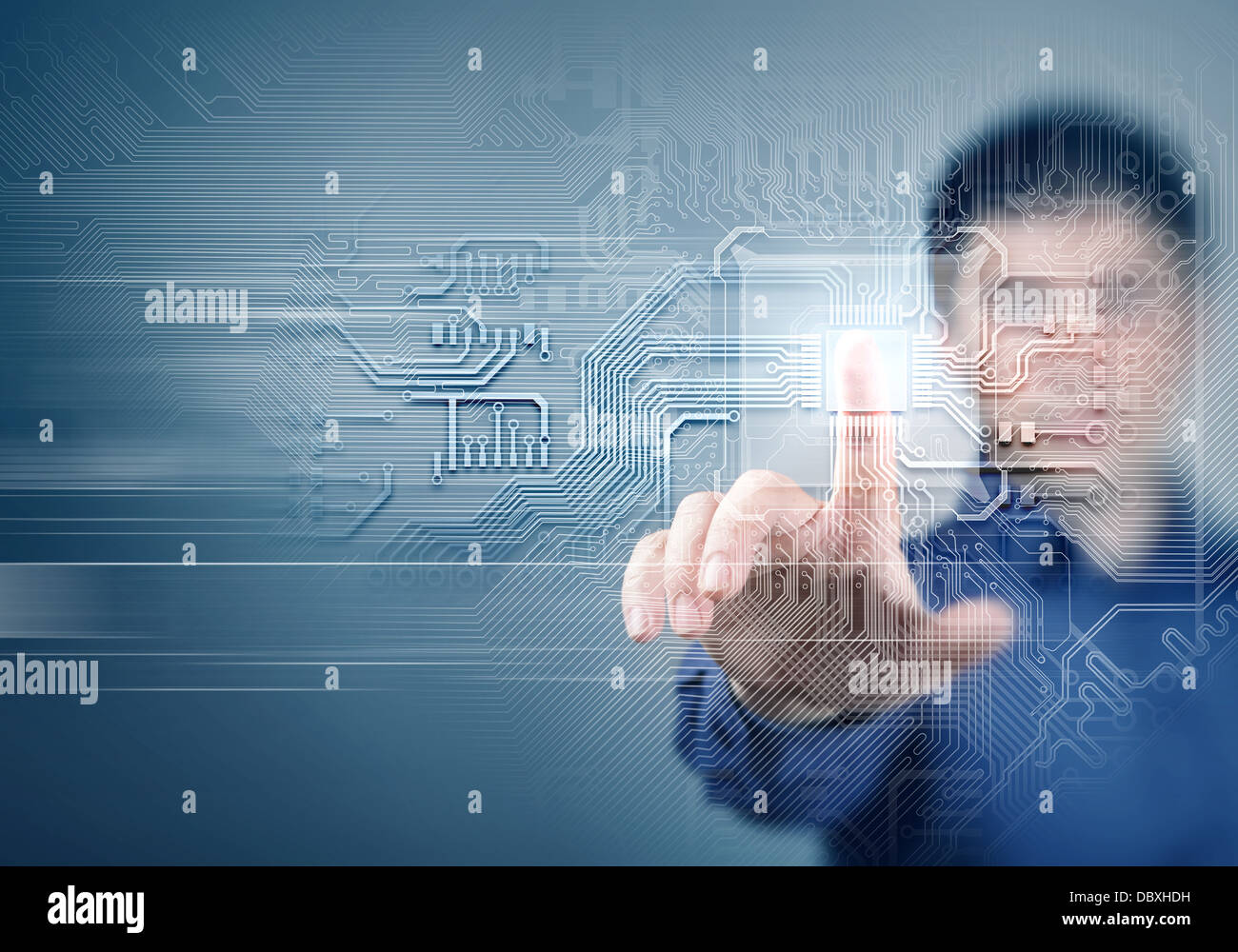 future technology. touch button inerface Stock Photo - Alamy