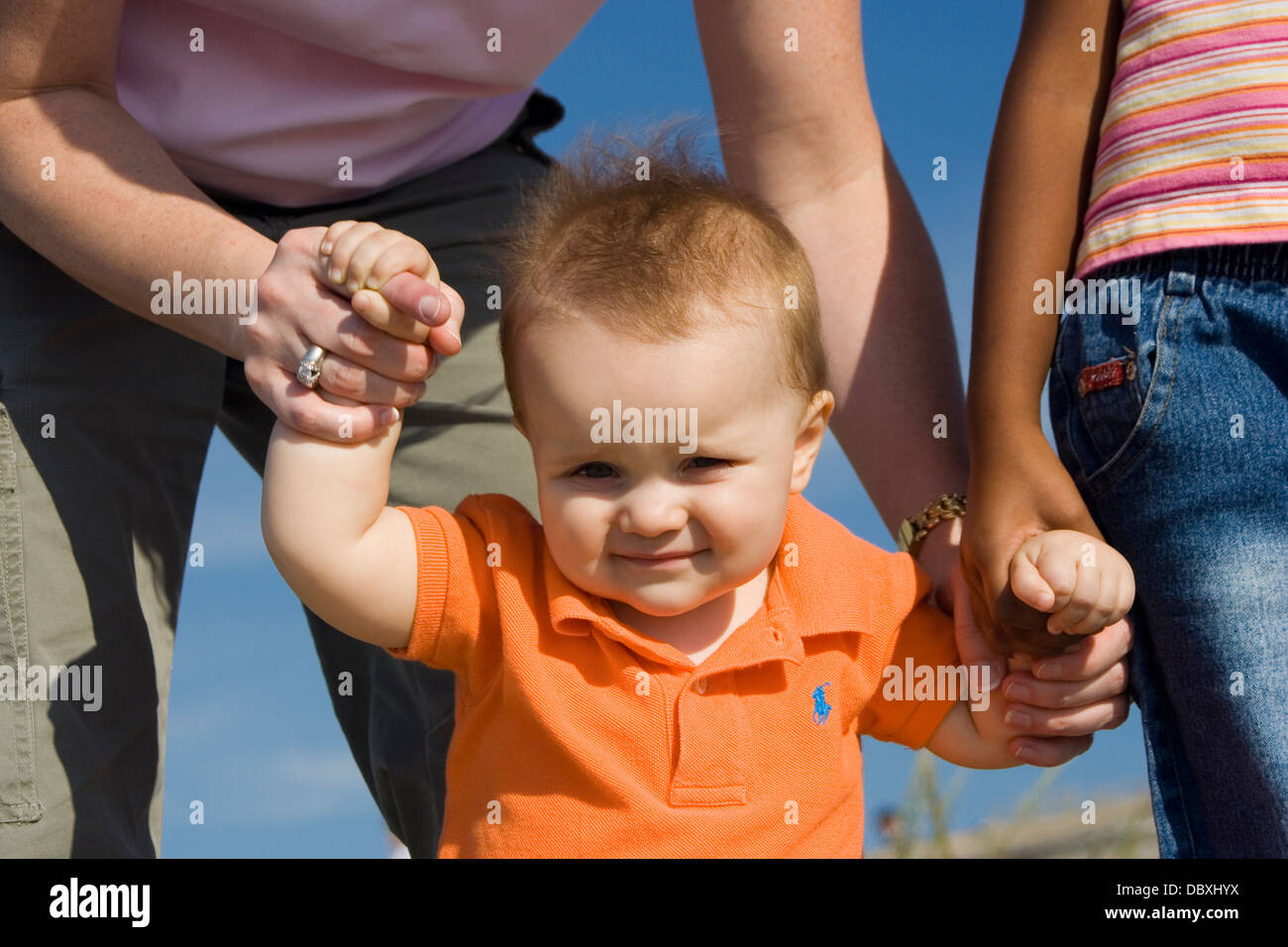 First steps of a ten months old baby boy on top of Stone Mountain ...