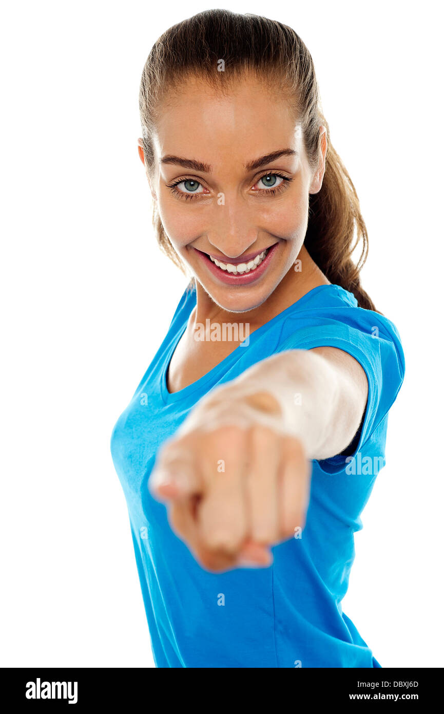 Lady pointing finger towards camera hi-res stock photography and images ...