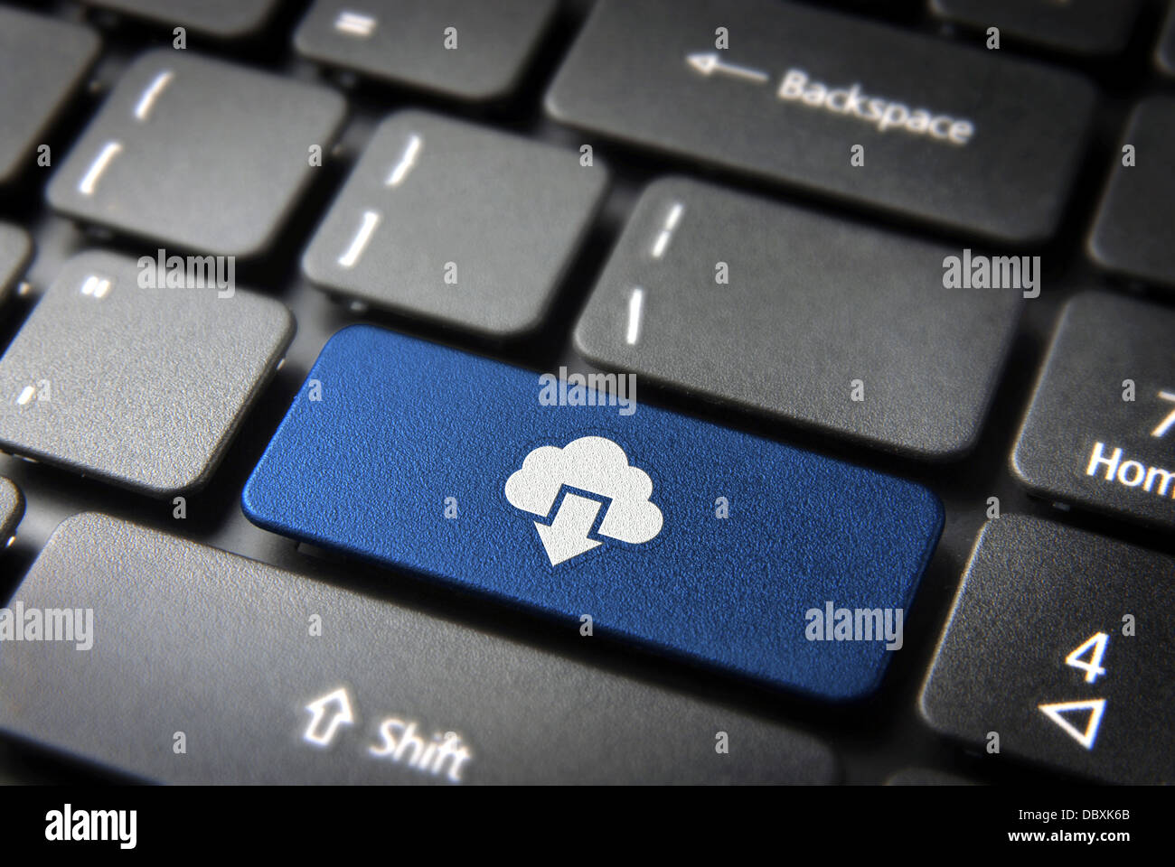 Blue cloud computing keyboard key, technology background Stock Photo ...