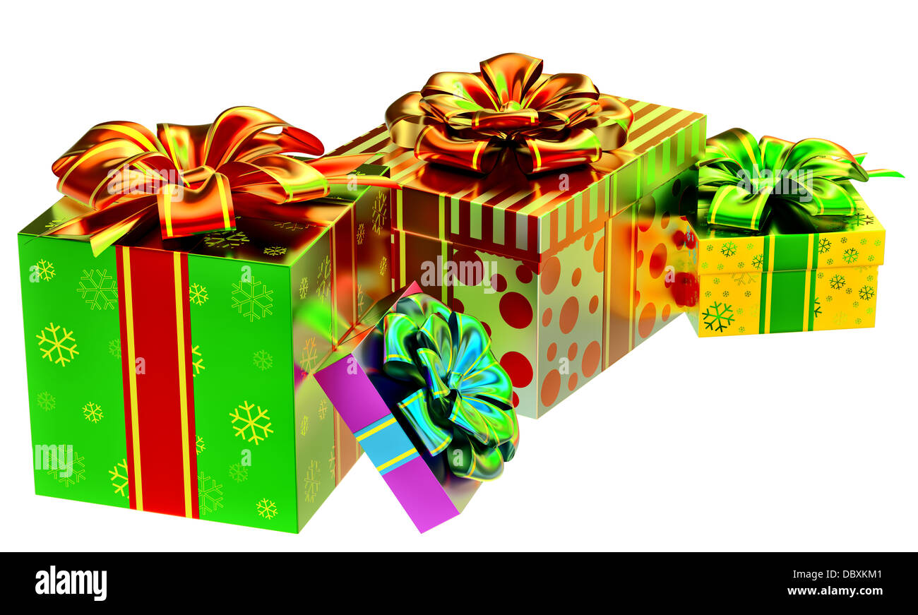 set of gifts with bows Stock Photo - Alamy