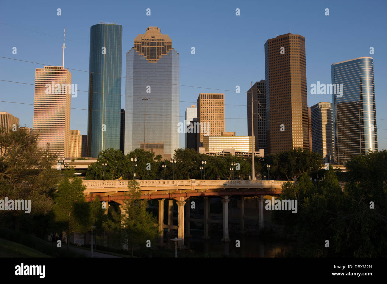 SABINE STREET BRIDGE SABINE PARK DOWNTOWN SKYLINE HOUSTON TEXAS USA ...