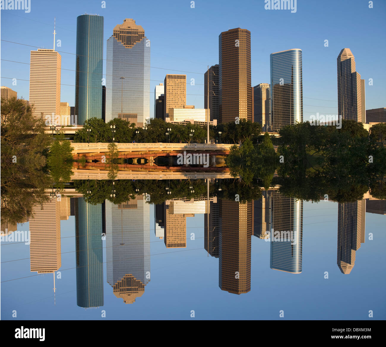 SABINE STREET BRIDGE SABINE PARK DOWNTOWN SKYLINE HOUSTON TEXAS USA ...
