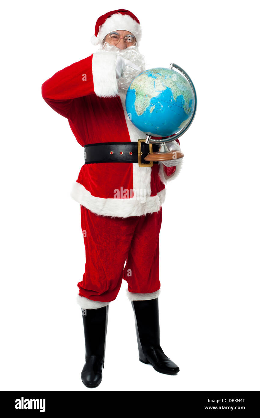 Santa holding globe Cut Out Stock Images & Pictures - Alamy