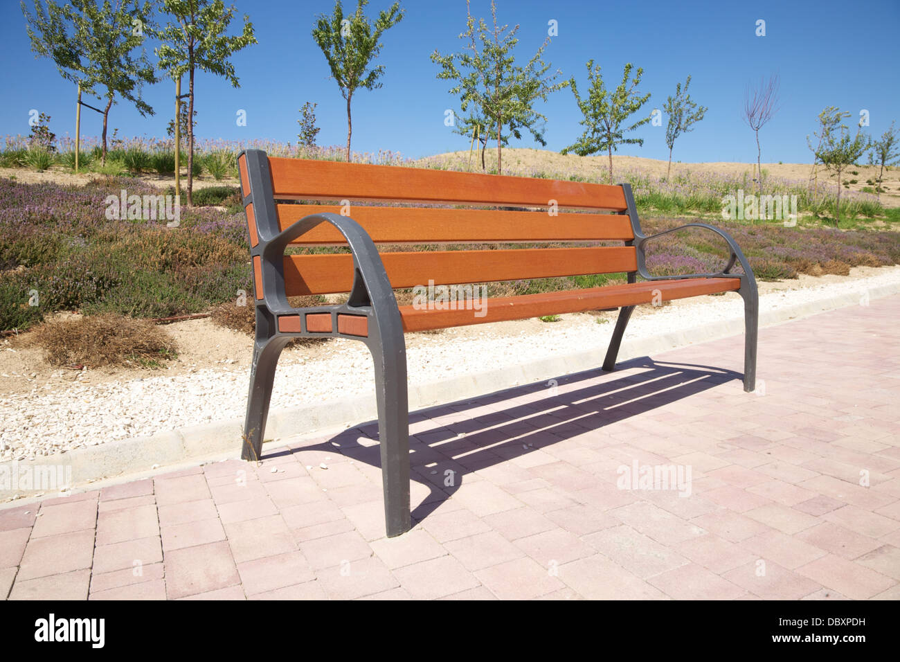 side wooden bench Stock Photo - Alamy