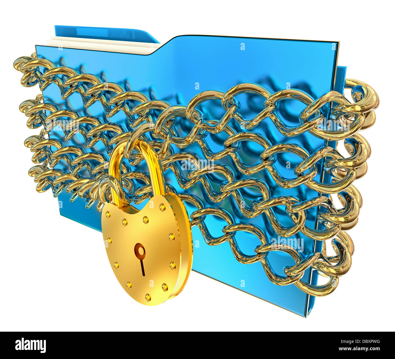 blue folder with golden hinged lock Stock Photo - Alamy