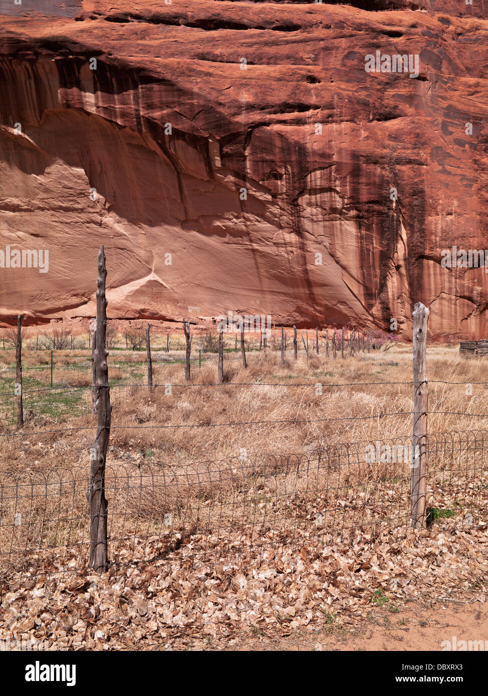 fence with cliff in background Stock Photo - Alamy