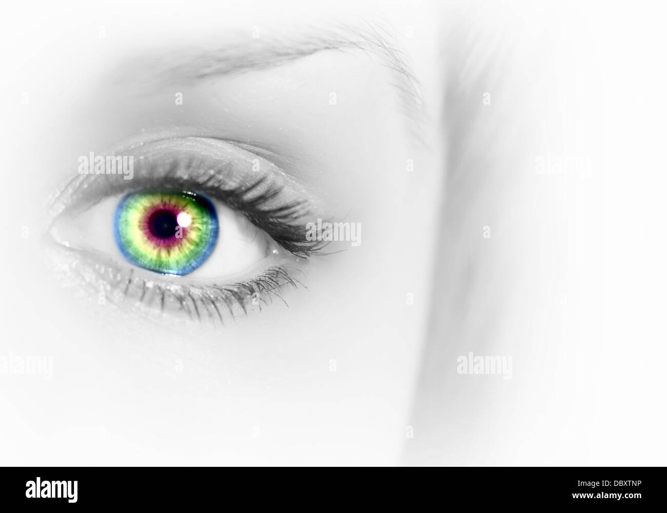Human eye on grey background Stock Photo - Alamy