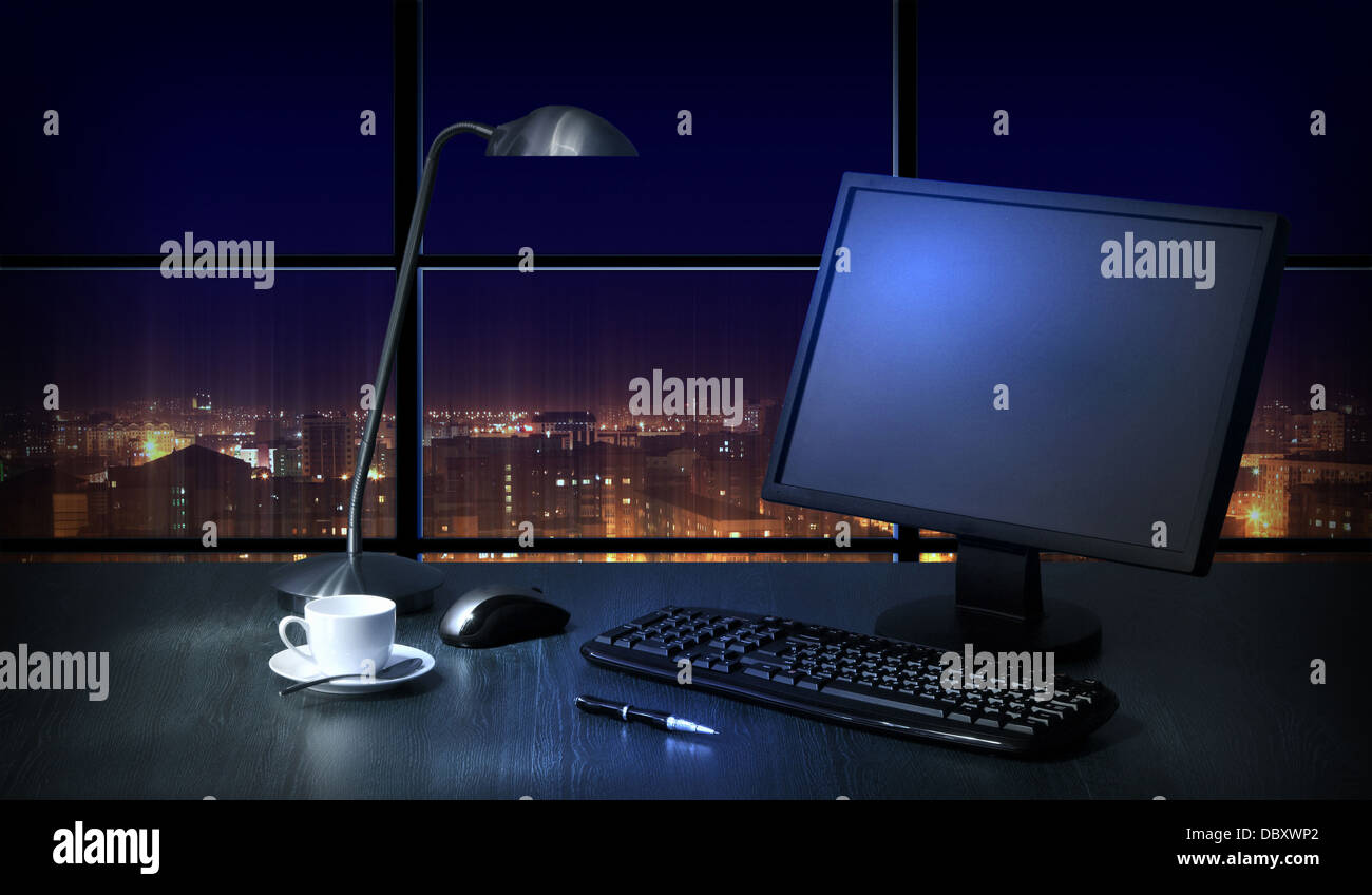Office at night Stock Photo - Alamy