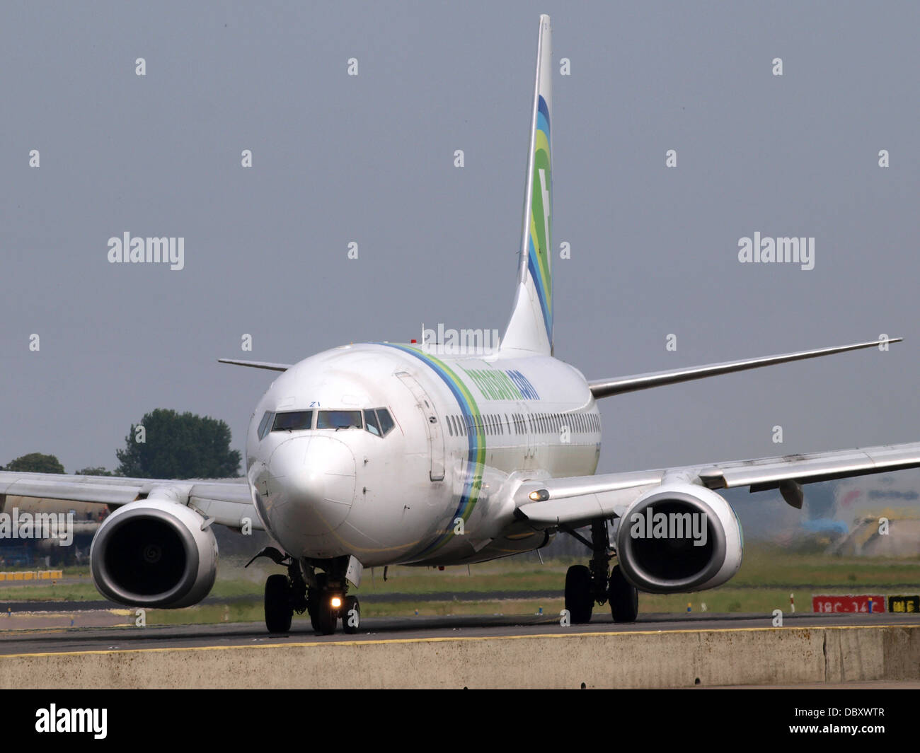 PH-HZI, a Transavia Boeing 737-8K2(WL), taxis at an airport on July 13 ...