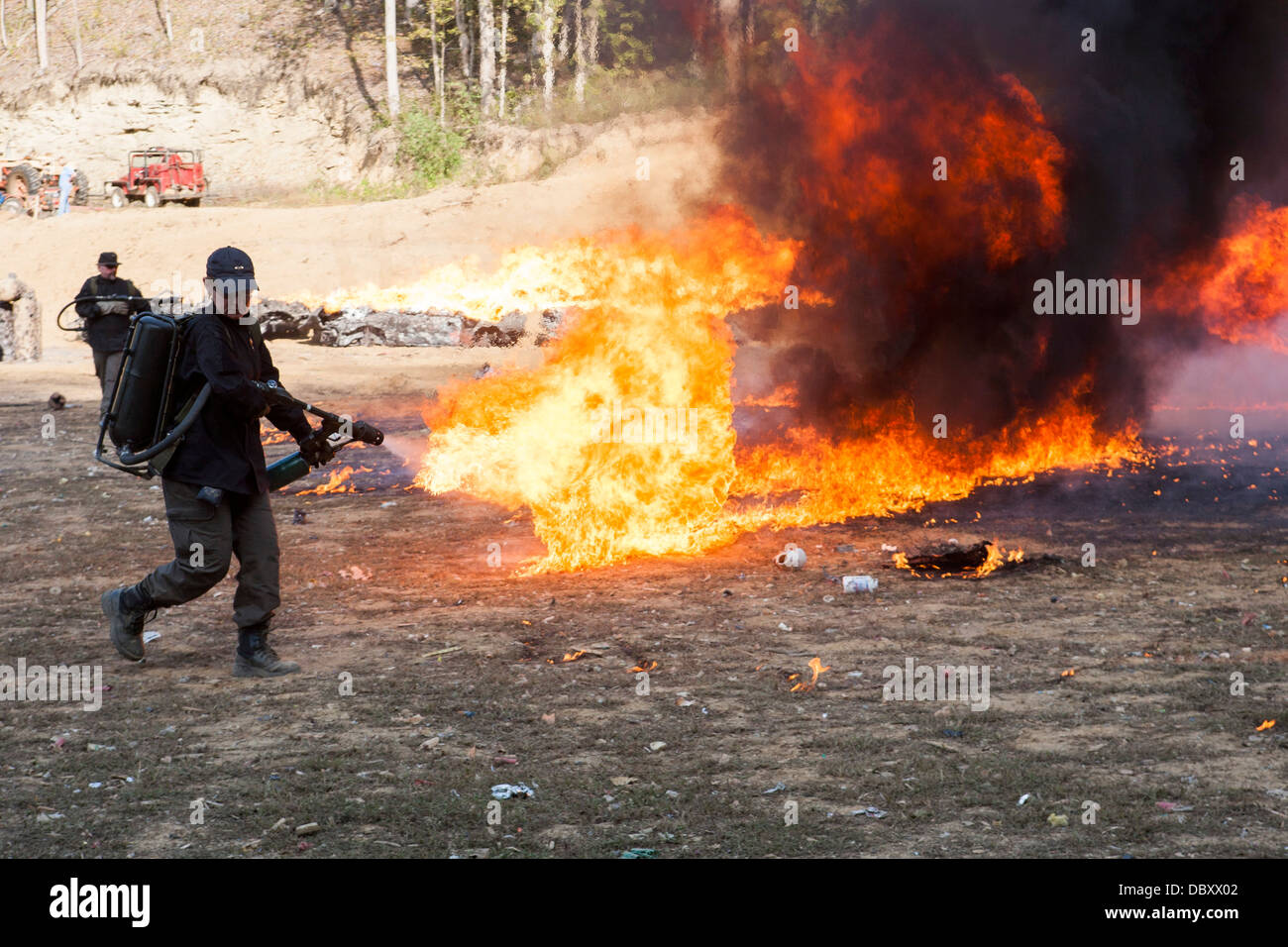A flamethrower at the Knob Creek Machine Gun Shoot Stock Photo - Alamy