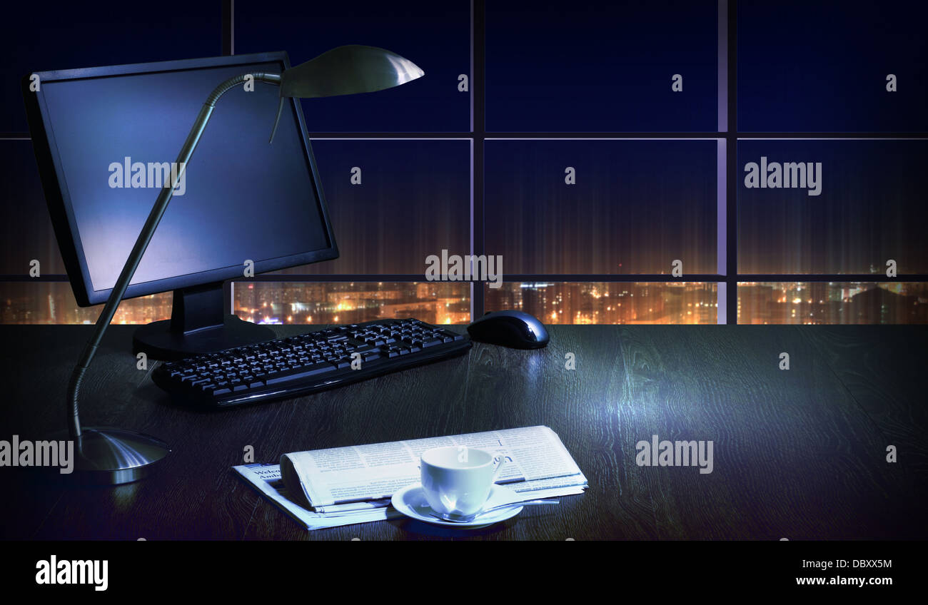 Office at night Stock Photo - Alamy