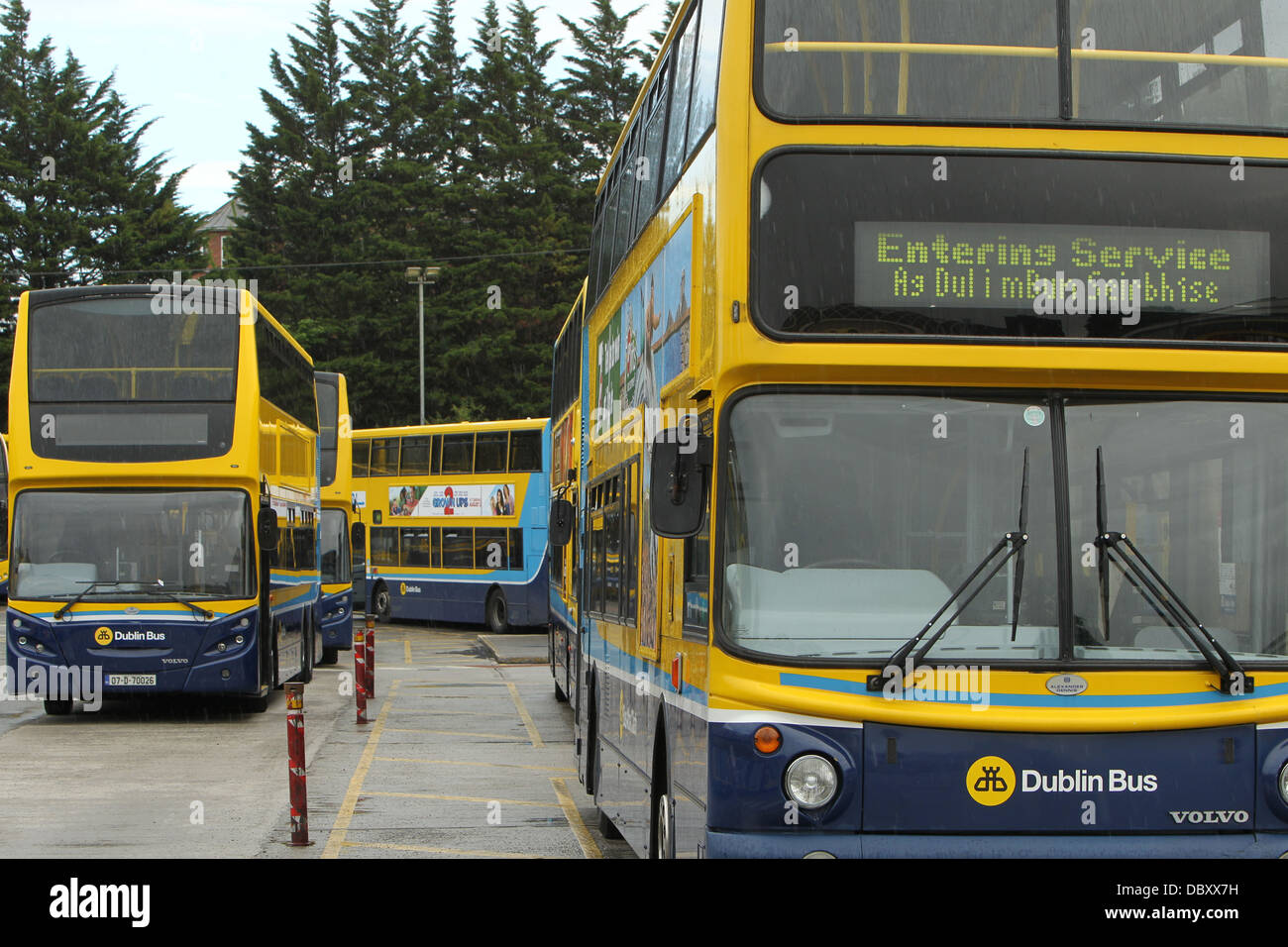 Image of buses parked at the bus depot in Donnybrook, South Dublin ...