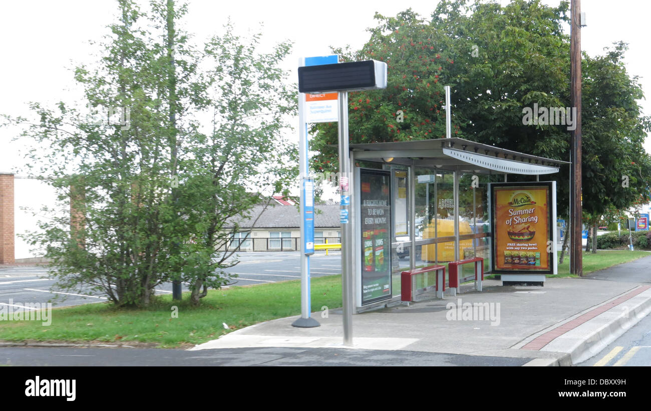 An empty bus stop in Ballinteer, South Dublin during industrial action ...