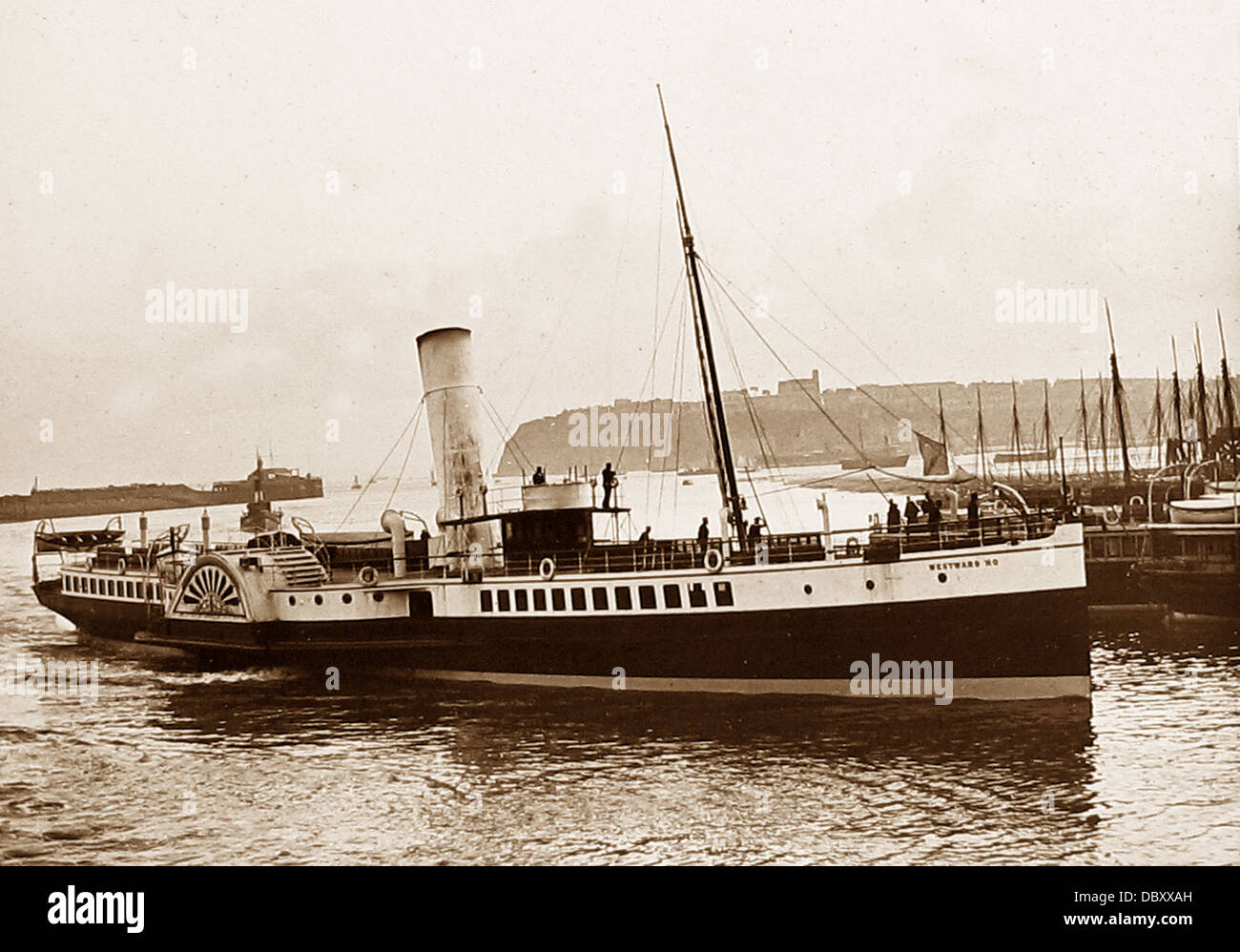 Cardiff - Paddle steamer "Westward Ho" Victorian period Stock Photo ...