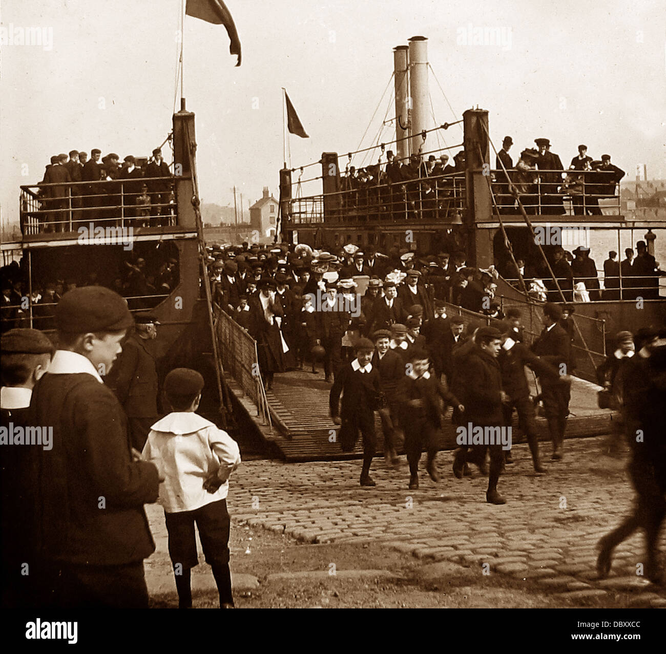 Barrow-in-Furness to Walney Island Ferry early 1900s Stock Photo - Alamy