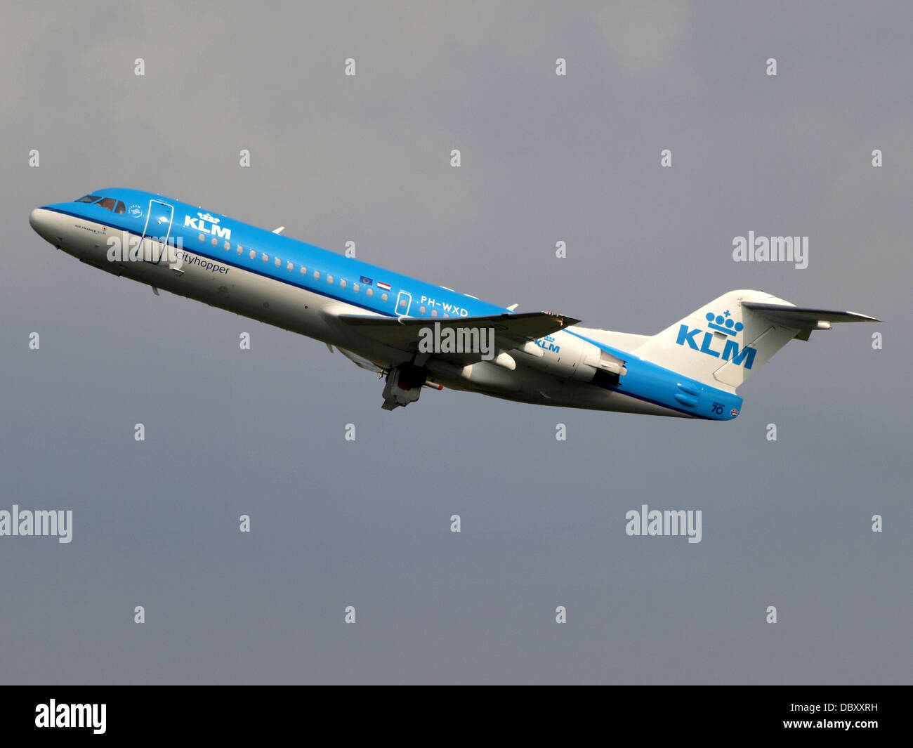 PH-WXD is a KLM Cityhopper Fokker F70 aircraft, captured during take ...