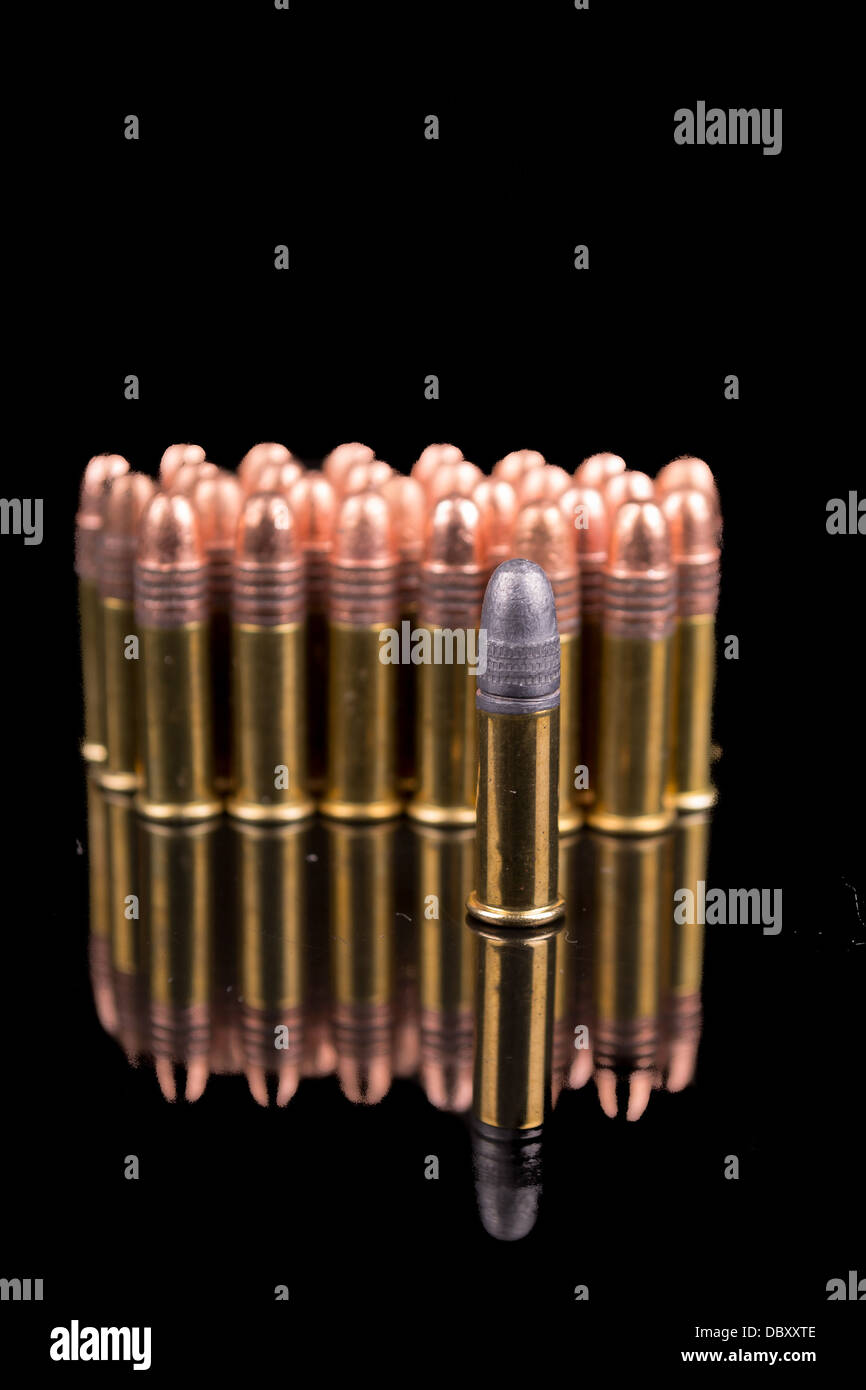 closeup shot, group of bullets on black background Stock Photo - Alamy