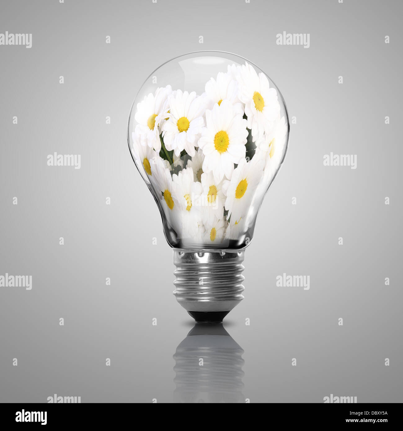 Electric light bulb and flower inside it Stock Photo - Alamy