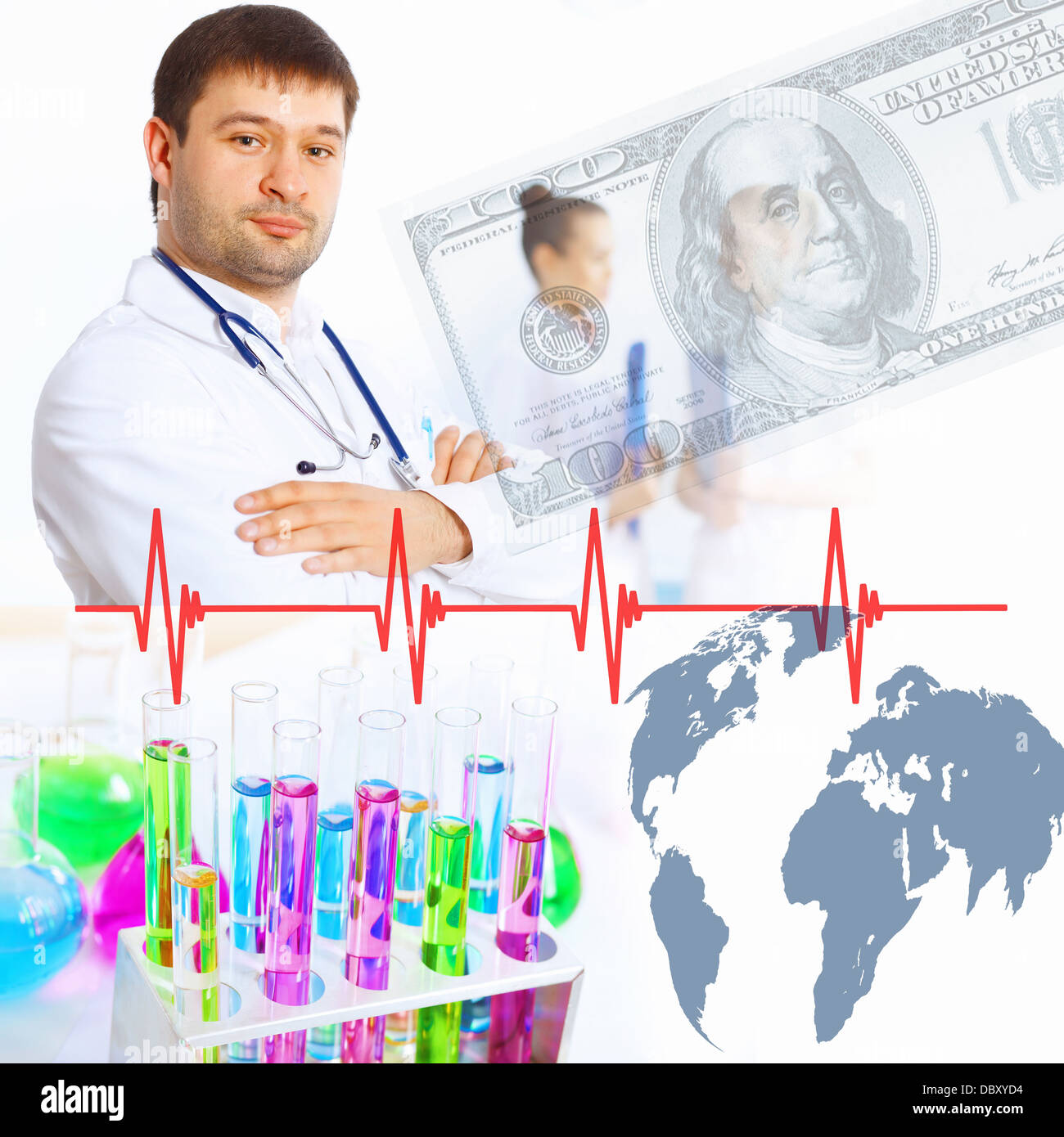 Collage with scientist in laboratory Stock Photo - Alamy