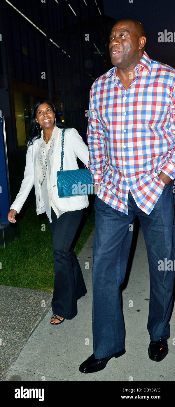 Cookie Johnson and Magic Johnson arrive at Boa Steakhouse Los Angeles ...