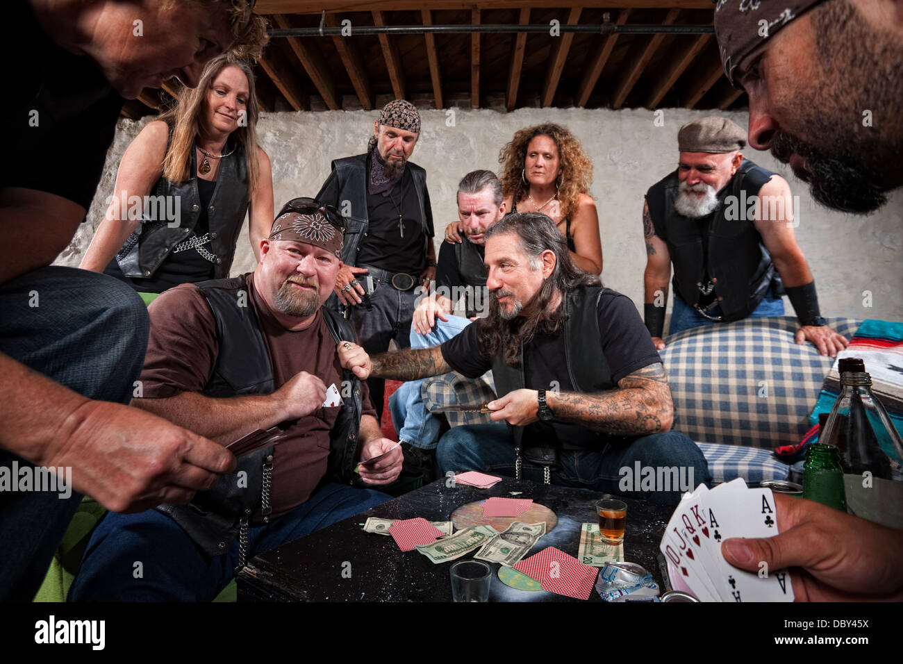 Aggressive Biker Gang Gamblers Stock Photo - Alamy