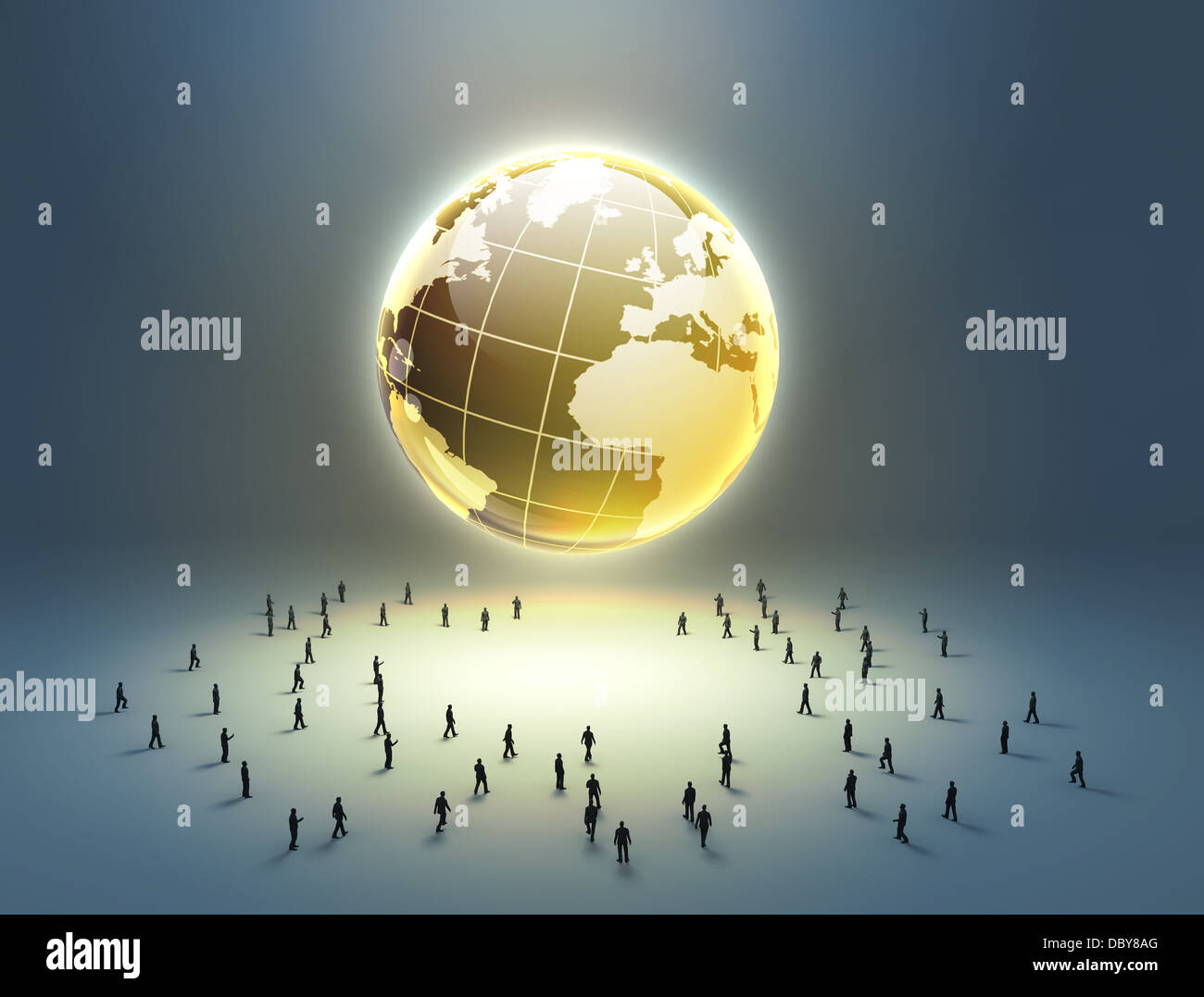 Planet earth and tiny human figures Stock Photo - Alamy