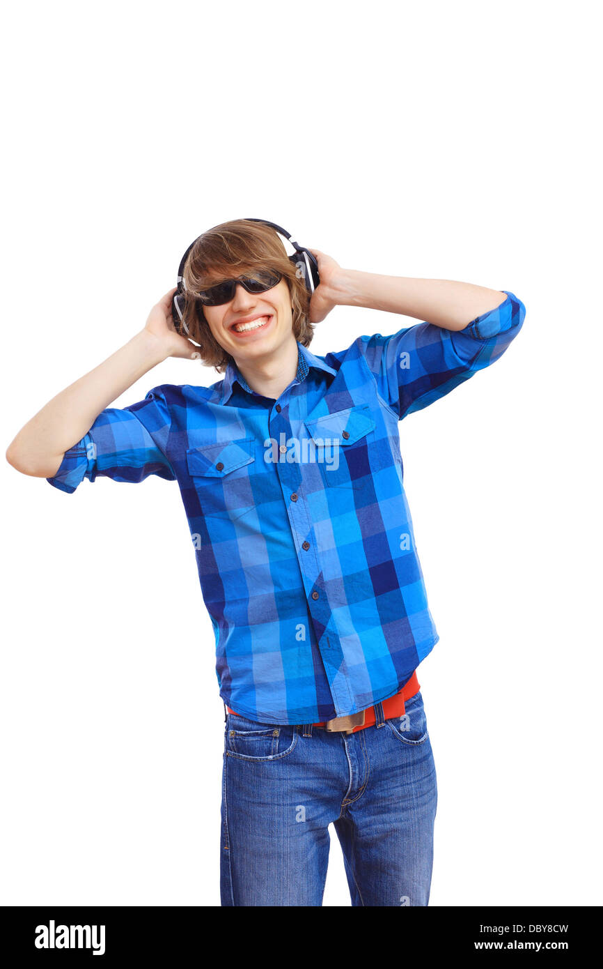 Happy smiling young man dancing Stock Photo - Alamy