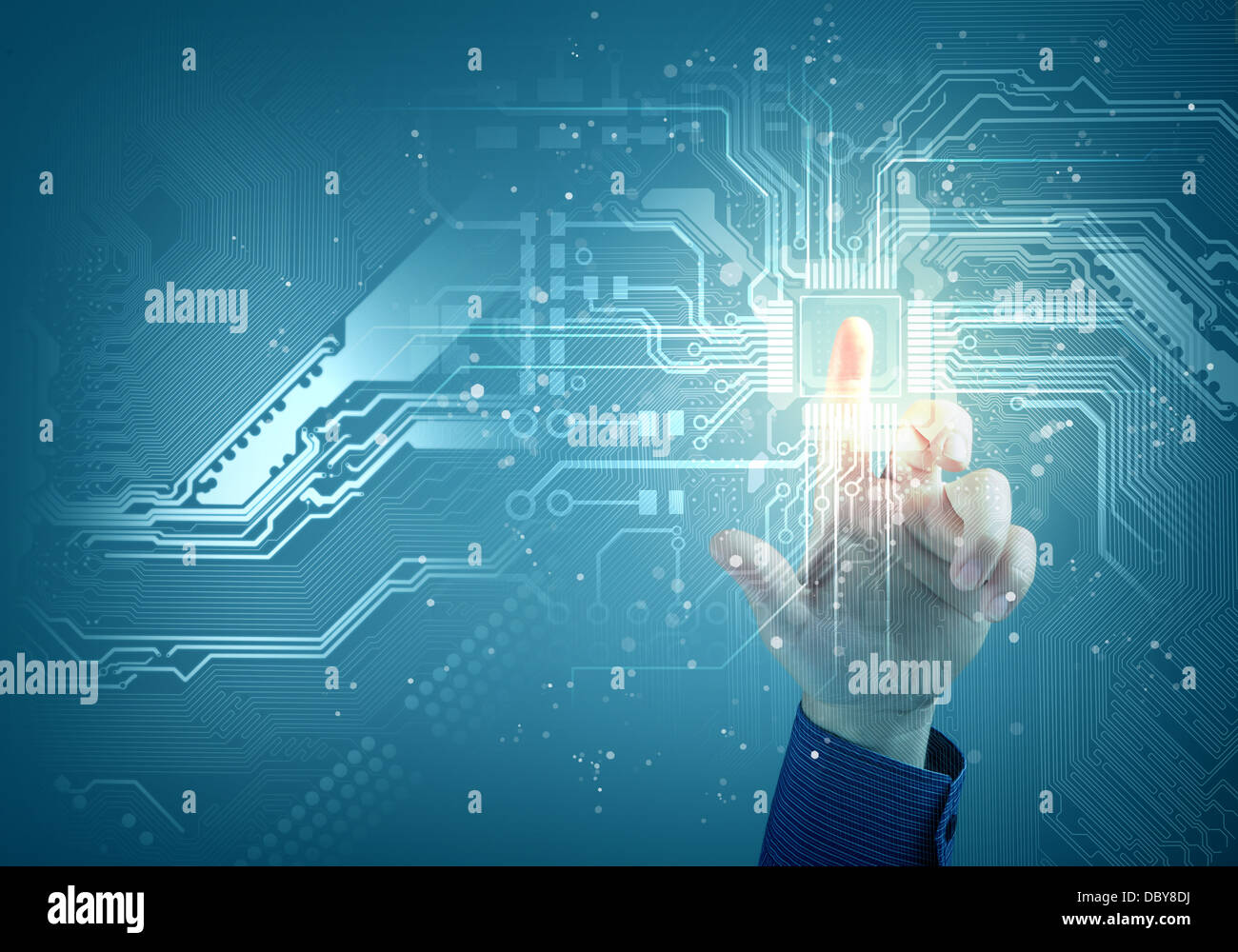 future technology. touch button inerface Stock Photo - Alamy