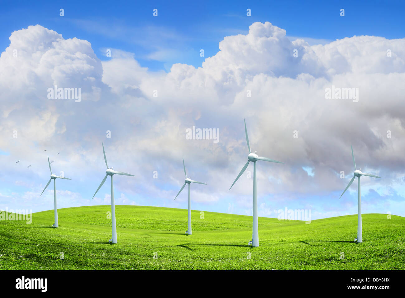 modern white wind turbines Stock Photo - Alamy