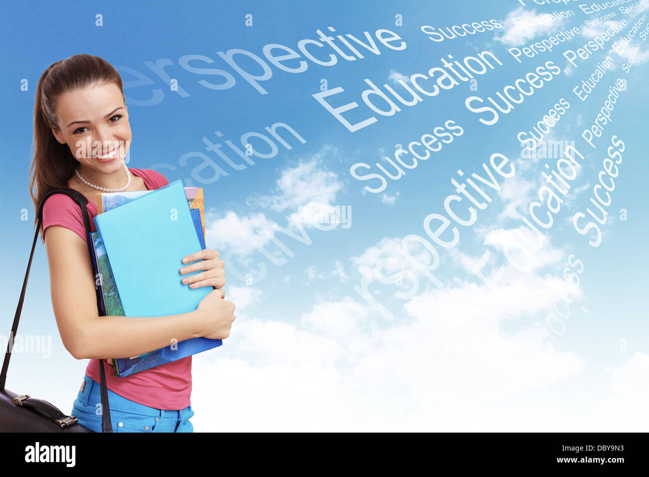 Happy student with books Stock Photo - Alamy