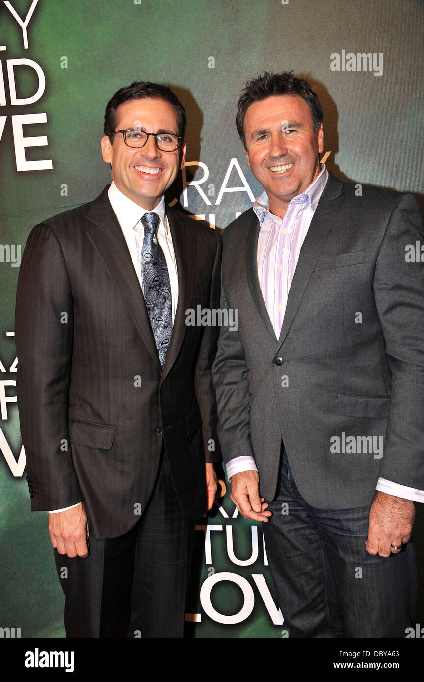 Actor and comedian Steve Carell wirh Channel Ten weatherman Mike Larkan ...