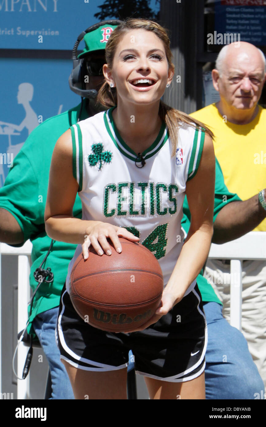 Maria Menounos appears on 'Extra' at The Grove to play basketball Los ...