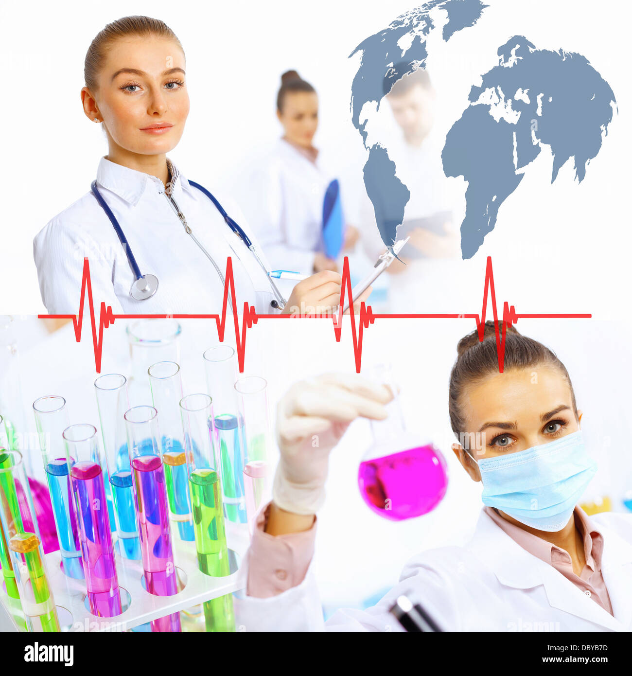 Collage with scientist in laboratory Stock Photo - Alamy