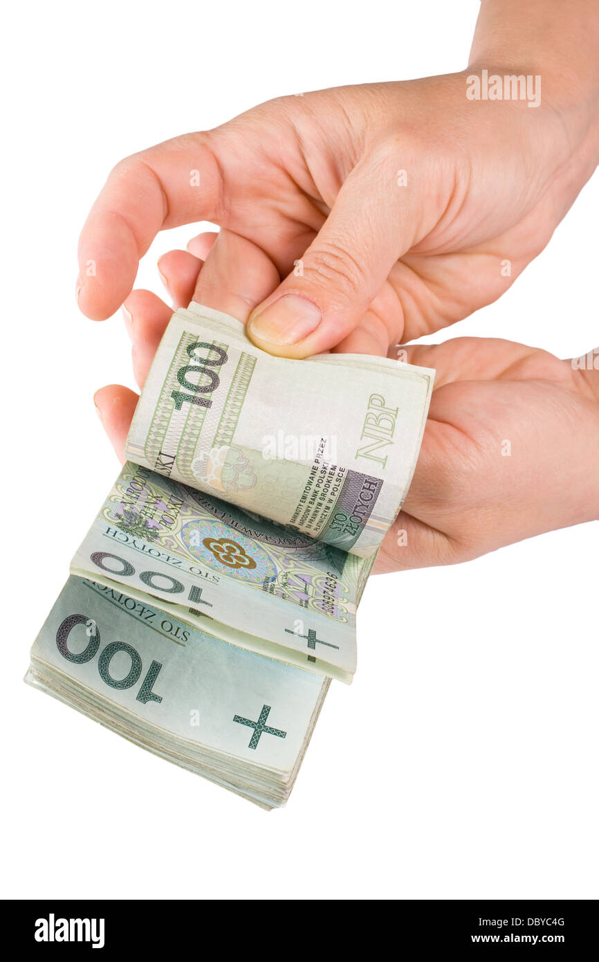 Hand with money isolated on white background Stock Photo - Alamy