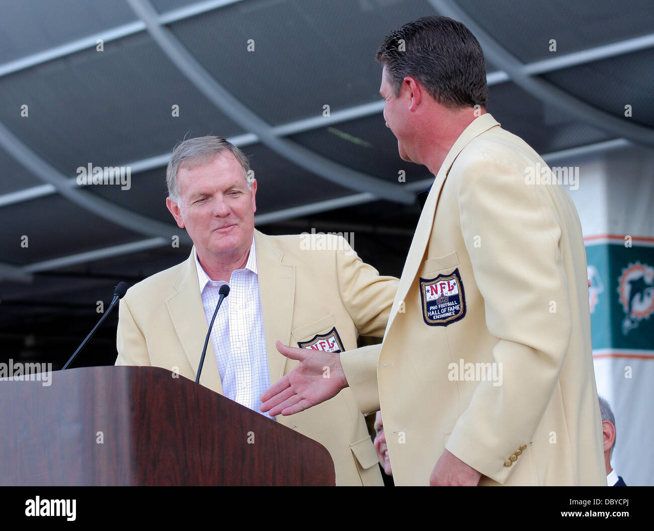 Bob Griese, Dan Marino Statue dedication for Joe Robbie before the ...