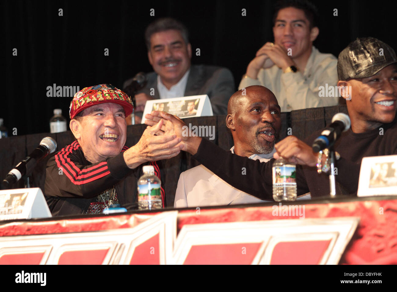 Rafael Garcia, Leonard Ellerbe and Floyd Mayweather at the final news ...