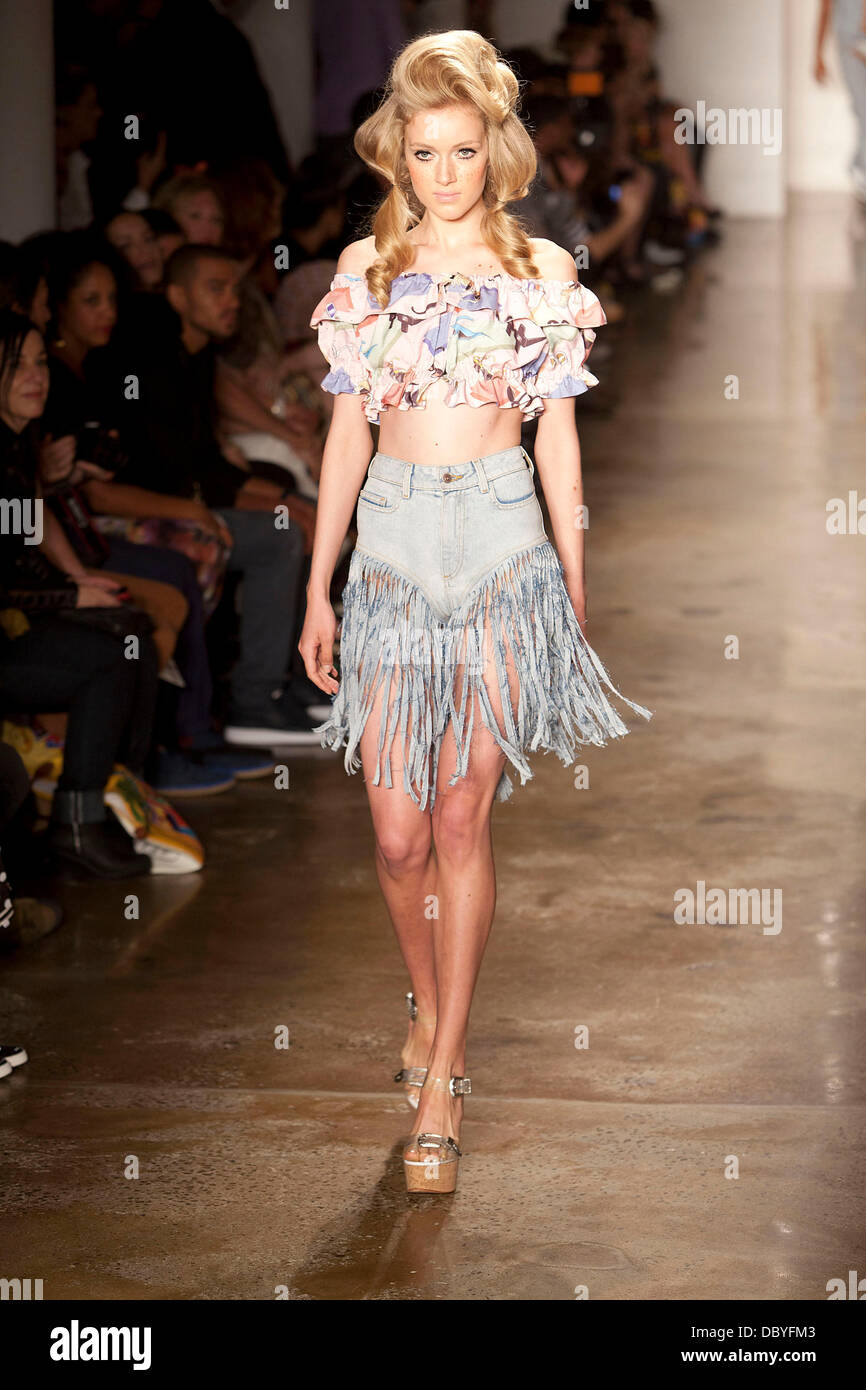 Model on runway, at the New York Mercedes-Benz Fashion Week Spring 2012 ...