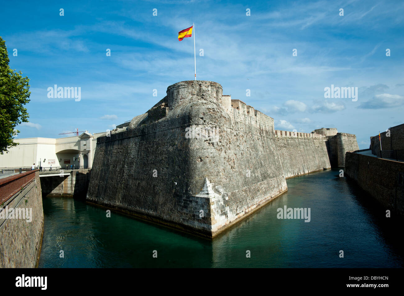 Defensive city Wall and moat in the isthmus of Spanish enclave of Ceuta ...