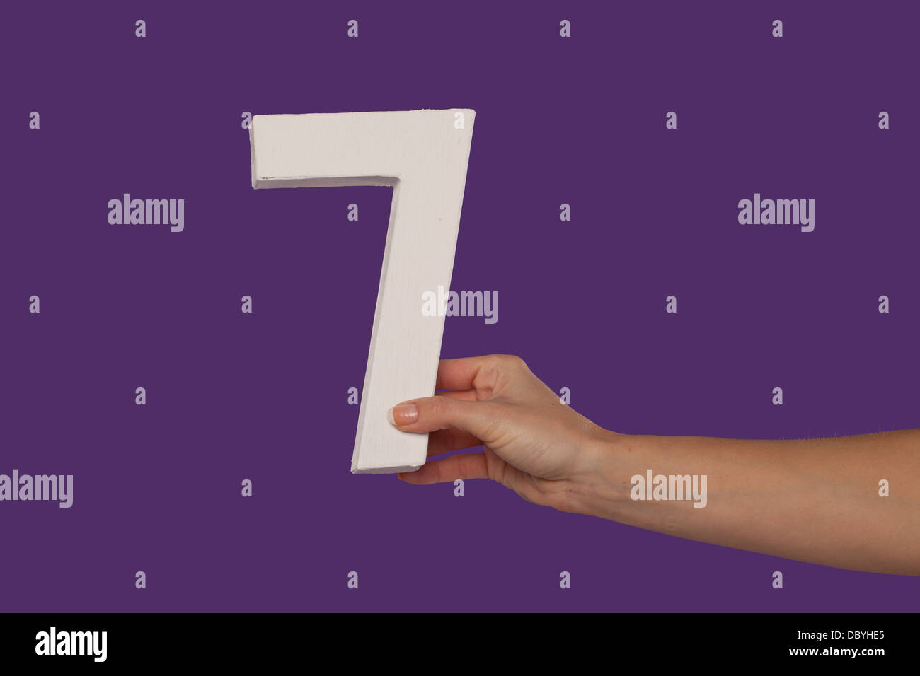 Female hand holding up the number 7 from the right Stock Photo - Alamy