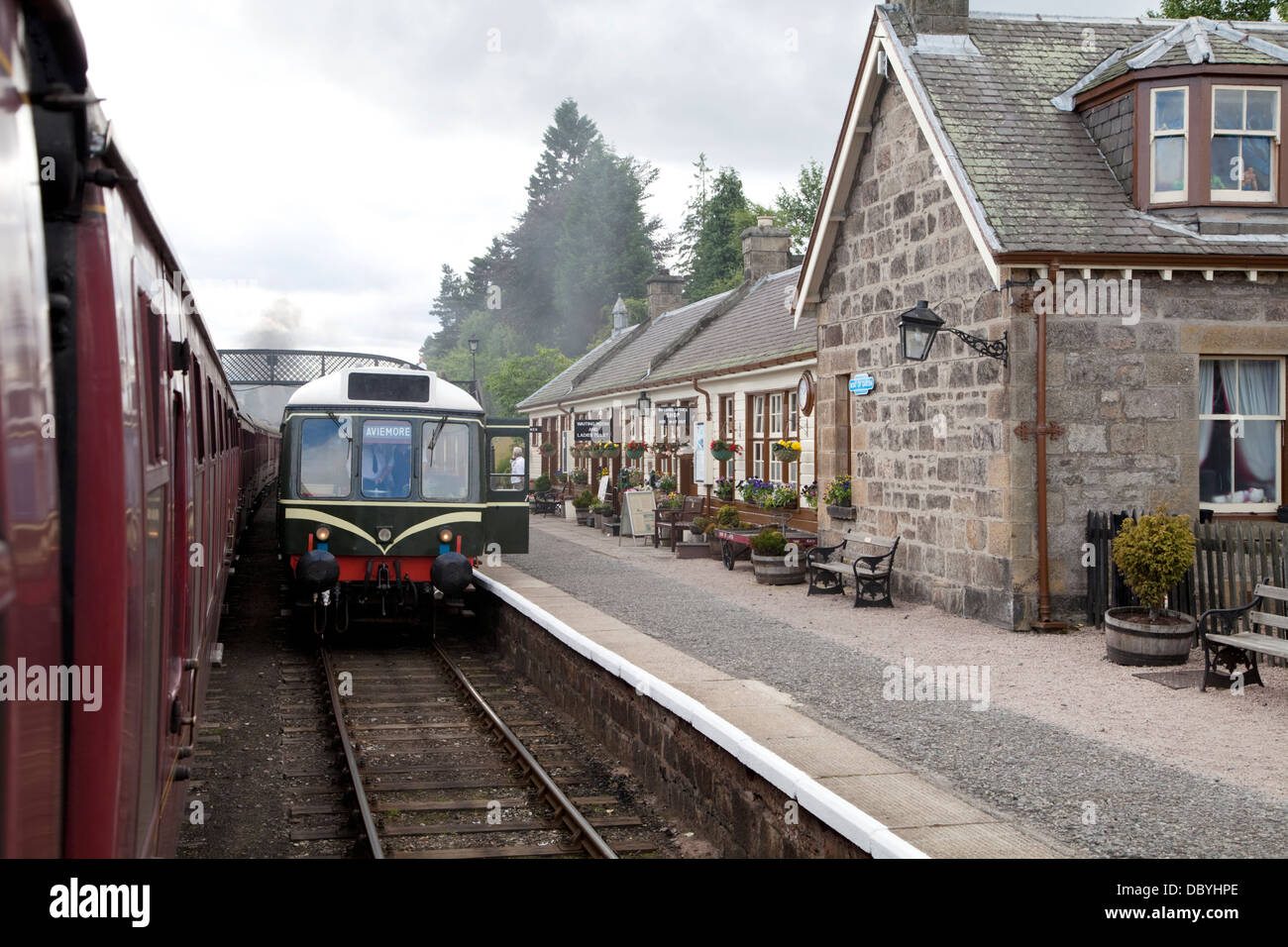 A restored Diesel Multiple Unit on the Strathspey Steam Line at Boat of ...