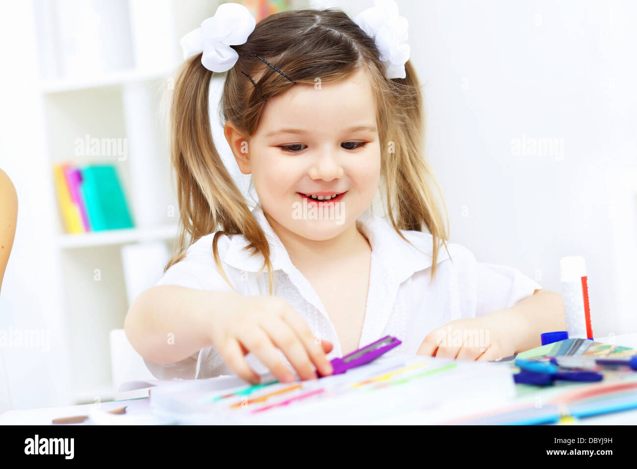 Little girl studying Stock Photo - Alamy